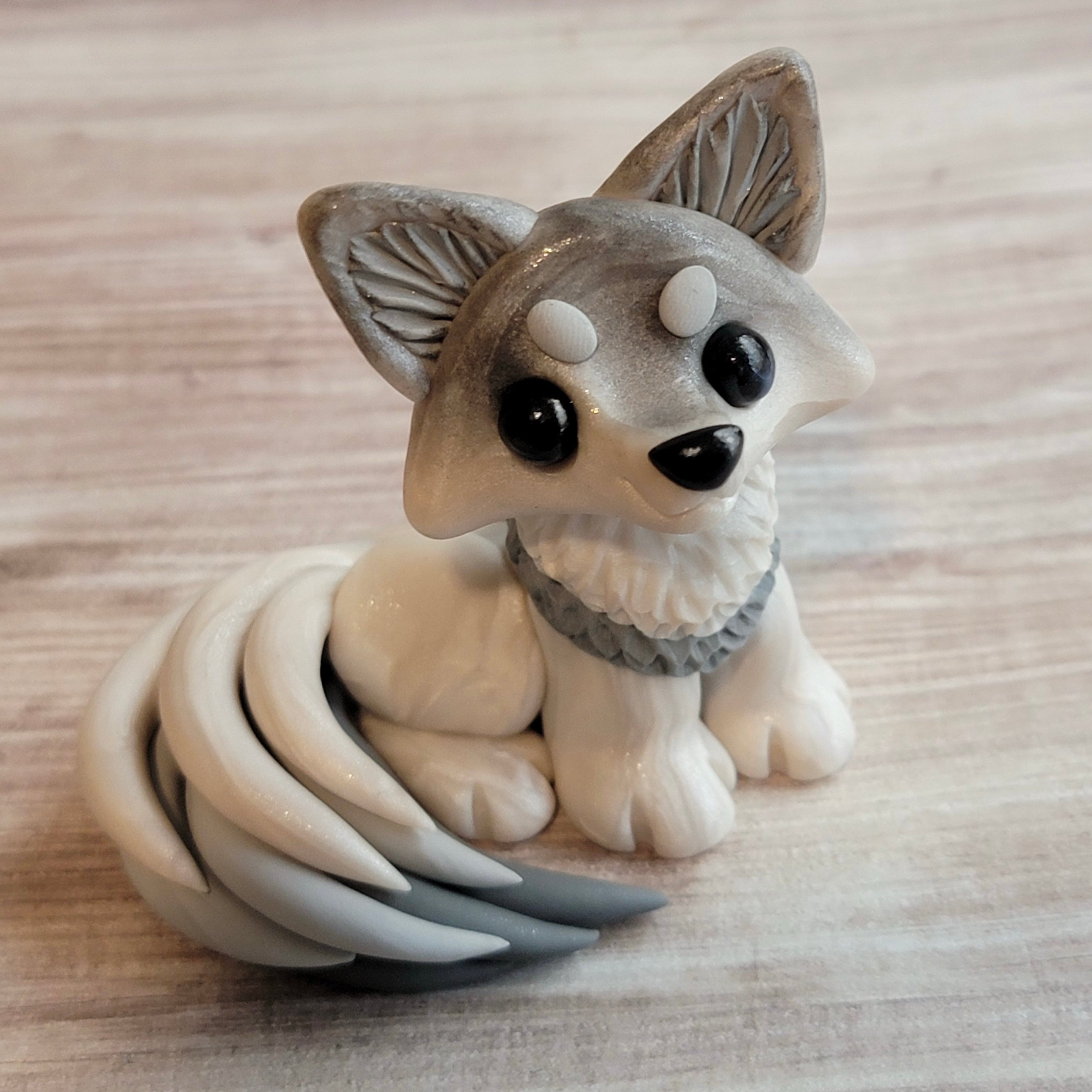 White Wolf “Snow”, Handmade Clay Wolf – My Sweet Critters
