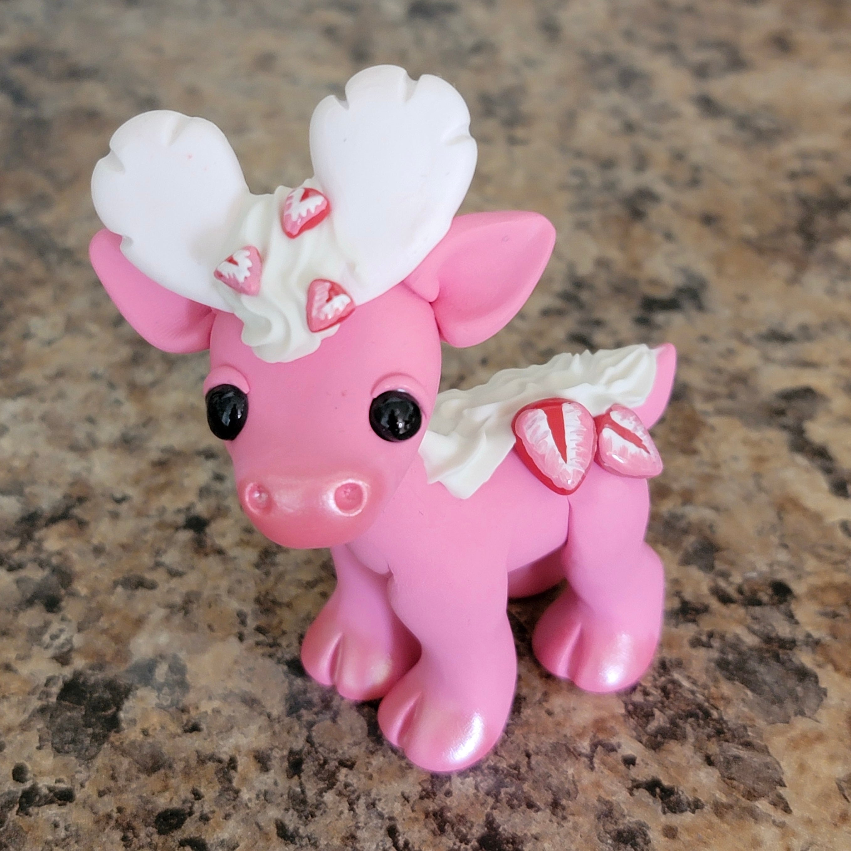 Strawberry Mousse “Sugar”, Moose Sculpture – My Sweet Critters