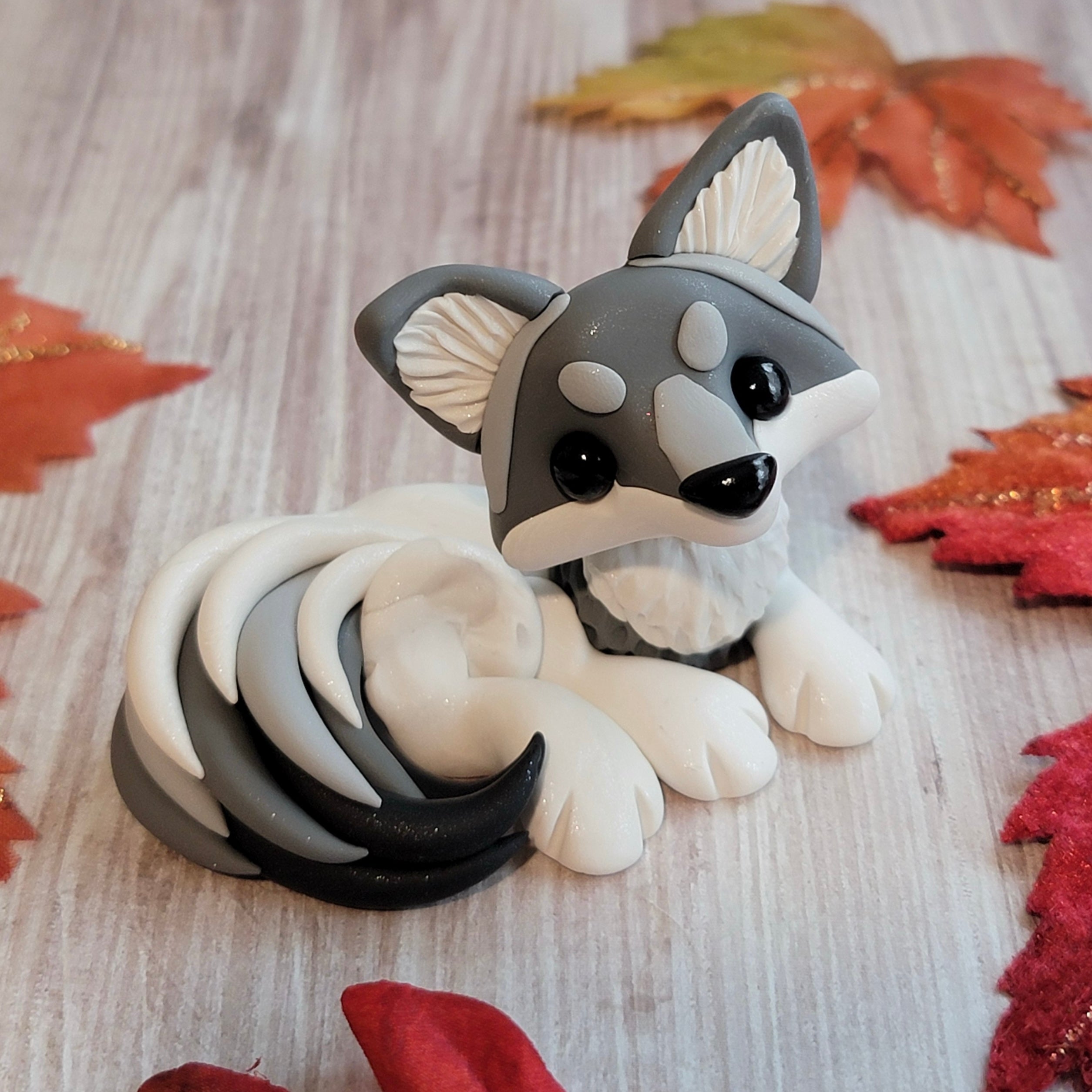 Gray Wolf “Alaska”, Handmade Clay Wolf – My Sweet Critters