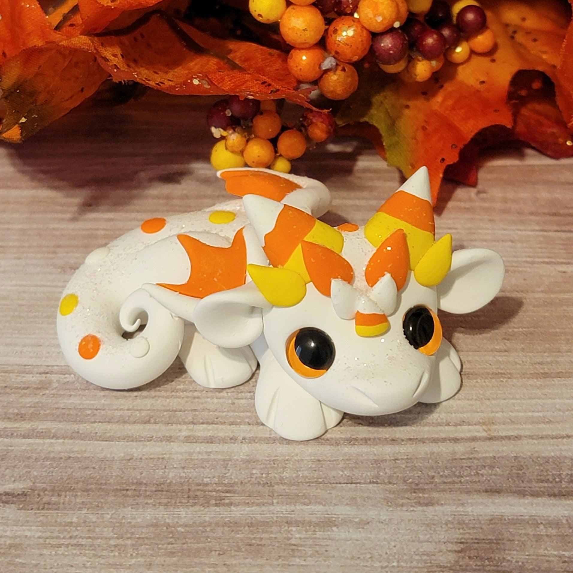 Candy Corn Dragon “Pumpkin”, Dragon Sculpture – My Sweet Critters